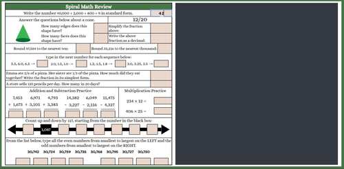GROWING BUNDLE - Math Spiral Review for Block Puzzle Digital Activities