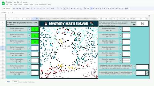 Winter - Algebra Equations - Digital Math Activity - Pixel Art | TPT