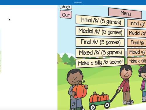 K and G Fall Articulation Memory Games Boom Cards™ Speech Therapy Activity