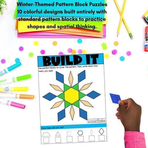 Winter Pattern Block Mats Winter Math Centers FLASH 50% OFF | TPT