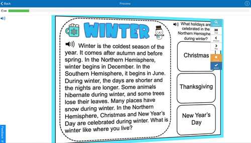 Winter Finding Citing Text Evidence Reading Boom Cards Task Cards with ...