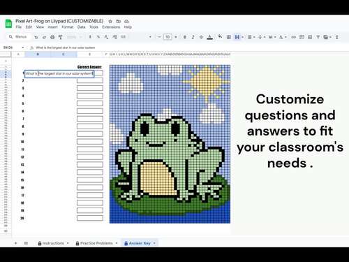 Customizable Pixel Art | Frog on Lily Pad | Google Sheet by Two ...