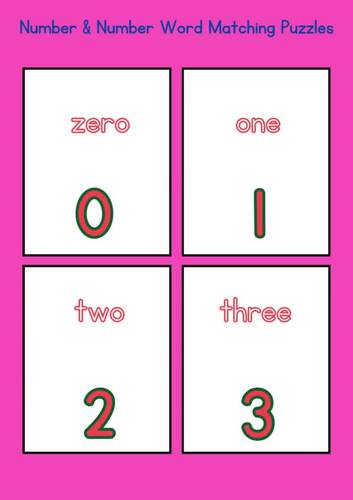 Simple Number and Words Matching Puzzles Worksheet by DISIGNER POFESSIONAL