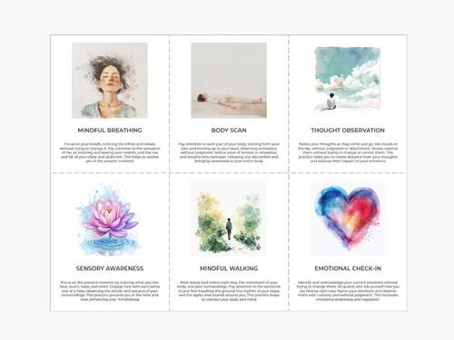 Mindfulness & Cognitive Therapy Cards, Emotional Regulation Worksheets