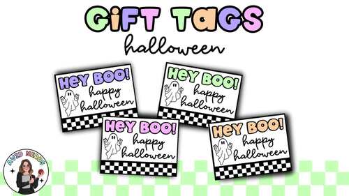 Halloween | Student Gift Tags for Fall Party | Retro & Preppy Checkered