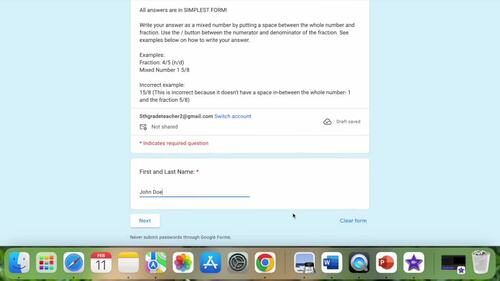 Adding Fractions Google Forms with unlike denominators (Self-Checking)