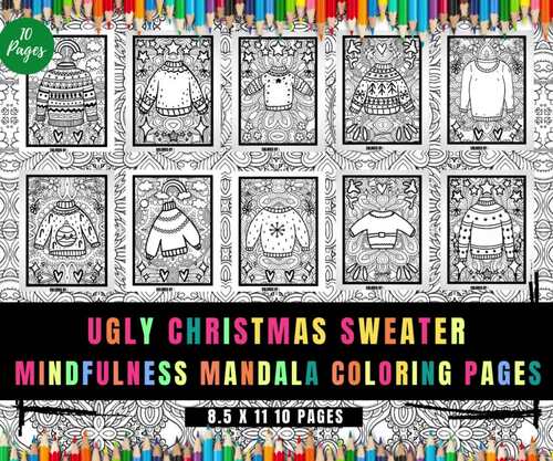 Ugly Christmas Sweater, Relaxing Mandala Coloring Pages, Craft Christmas