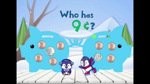 Identifying & Adding United States Coin Amounts Winter Math Boom Cards™