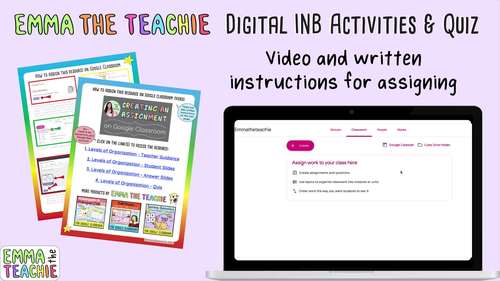 Levels of Organization Digital INB - Google Slides Activities and Quiz