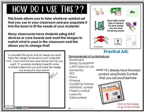 Core Vocabulary Editable Symbol Adapted Book: UP by Teach Love Autism