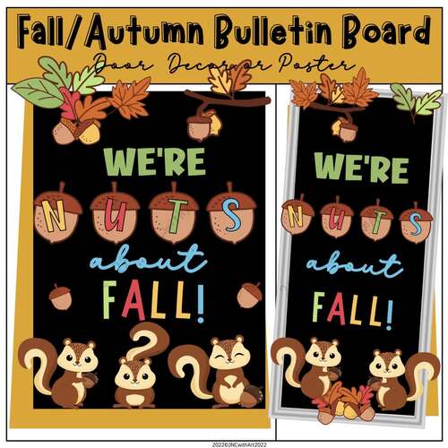 Fall Bulletin Board Kit We're Nuts About Fall Squirrel Door Decoration ...