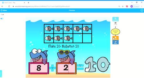 BOOM CARDS verano: SUMAS NÚMEROS 1-10 Summer Addition Distance Learning
