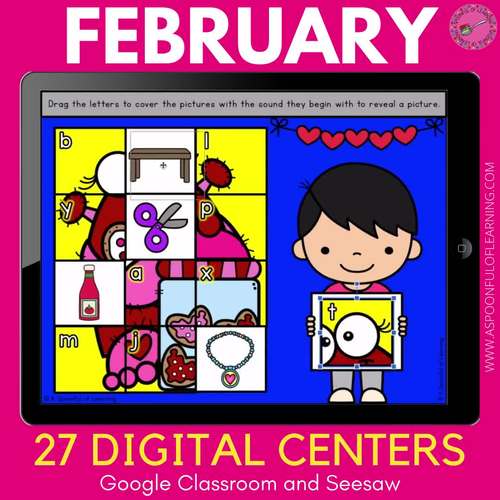 February Digital Centers for Kindergarten - Math & Literacy | Distance ...