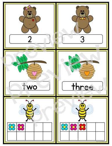 Teddy Bears & Bees Number Sense 0 to 10 - Task Cards Activity | TPT
