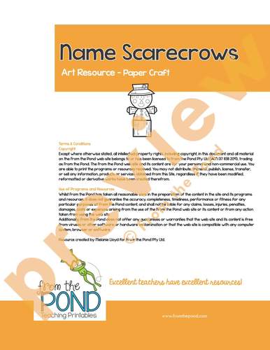 Scarecrow Name Craft by From the Pond | TPT