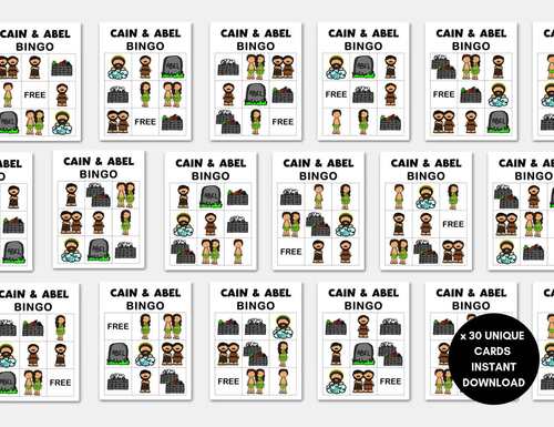Cain and Abel Bible Story Bingo Game with 30 Bingo Cards for Sunday School