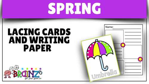 Spring Lacing Cards & Editable Writing Paper | Fine Motor + Writing Center