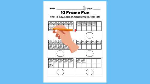 10 Frame Vehicles Math Worksheets | Count & Write 1–10, Preschool ...