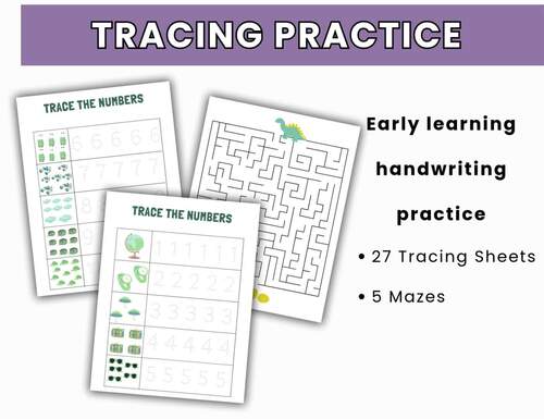 Tracing Practice Early Learning Worksheets – 32 Printable Activities