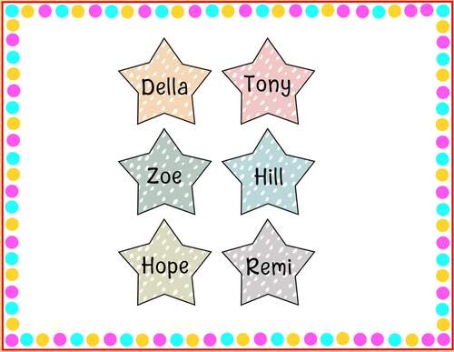 Boho Neutral Spotty Stars Student Name Labels, Name Tents, Name Tags