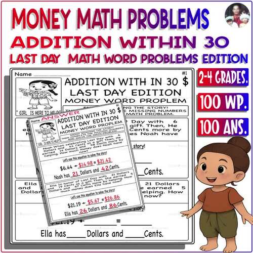 Last Day Math Money Word Problems Addition Within 30 - Pack Start Solve ...