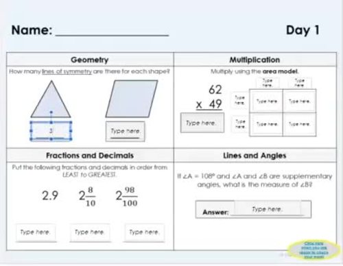 Digital Google Slides Daily Math Review 9 for Distance Learning | TpT