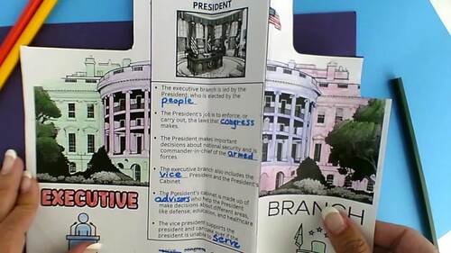 3 Branches of Government Fun Foldable Coloring Activity Project | TPT