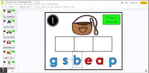 CVC Short A Digital Game by Wendy Smith | TPT