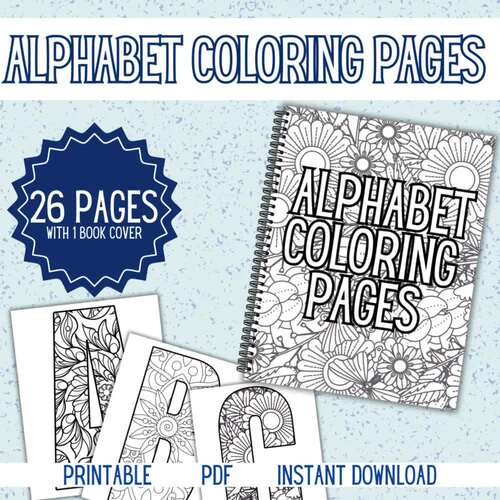 Alphabet Coloring Pages | 26 Printable Sheets | Decorative Letters | PDF