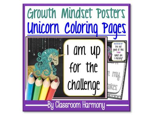 Unicorn Posters and Coloring Pages, SEL Growth Mindset by Classroom Harmony