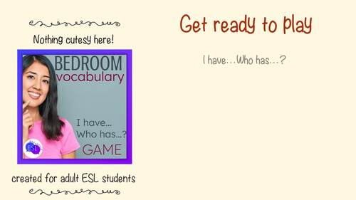 Bedroom Vocabulary GAME - I have...Who Has? by Rike Neville | TPT