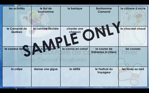 Grade 5 Winter Carnival Unit Vocabulary & Unit Phrases | TPT