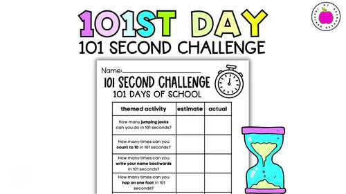101 Days of School Activity | 101 Second Challenge by KJ Inspired Resources