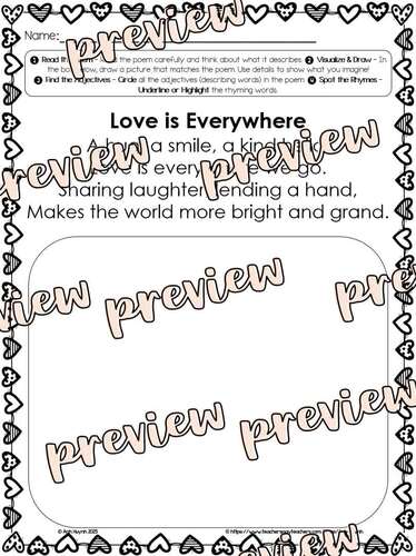 Interactive Valentines Day Poems for 1st Grade or 2nd Grade by Anh Huynh