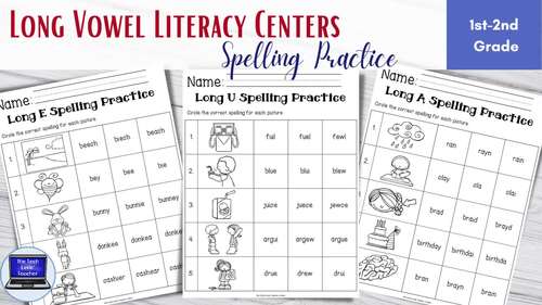 Ready to Use: Long Vowel Literacy Centers (Spelling Practice) | TPT