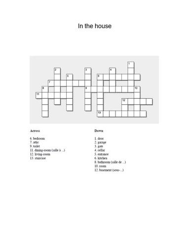 Learn French House Vocabulary: Crossword by Real Life Language | TPT