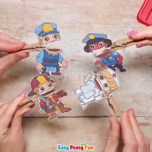 Community Helpers Crafts | Community Workers Clothespin Puppets Templates