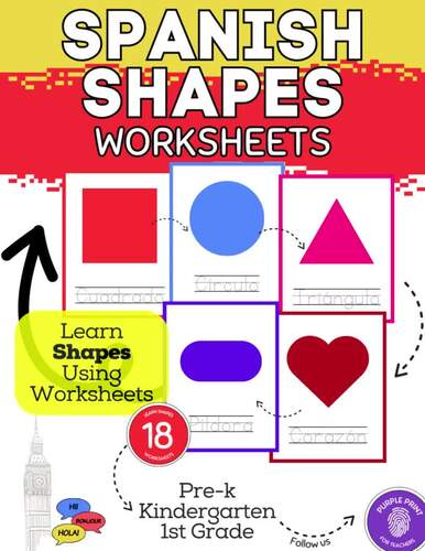 Shapes Handwriting Worksheets: 2D Shapes in Spanish for PreK & Kindergarten