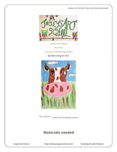 Cow Drawing Lesson Farm Unit Sub Plan Art and Literacy Idea | TPT