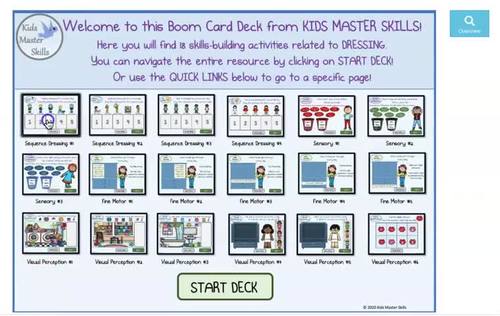 Occupational Therapy BOOM CARDS for Teletherapy: Getting Dressed