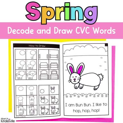 Spring Decodable Readers CVC Words | Decode and Draw Books | Science of ...