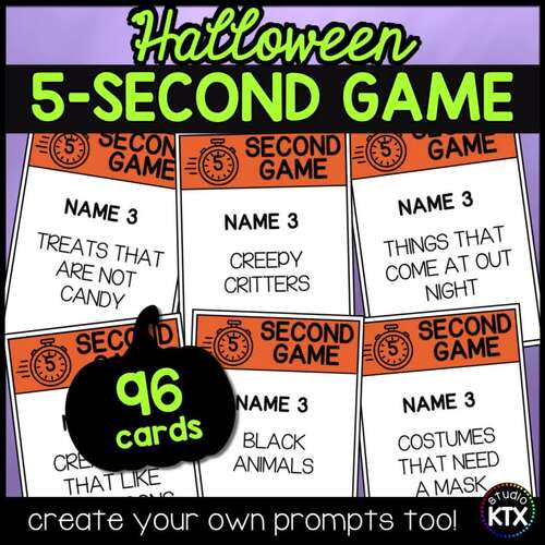 Halloween 5-Second Game Interactive Group Activity for Grades 1 2 3 4 5 6