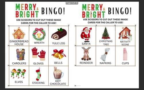 CHRISTMAS HOLIDAY BINGO with text and pictures by Johnson Printables