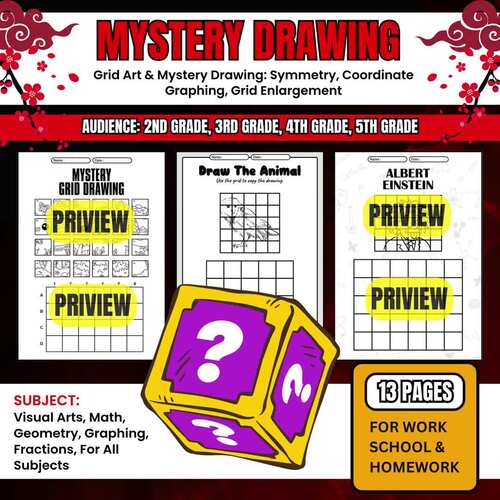 Grid Art & Mystery Drawing: Symmetry, Coordinate Graphing, Grid Enlargement