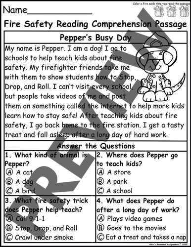 10 Fire Safety Reading Comprehension Passages 1st Grade, 2nd Grade ...
