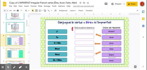 L'IMPARFAIT Verbes Irréguliers Google Slides French Irregular verbs ...