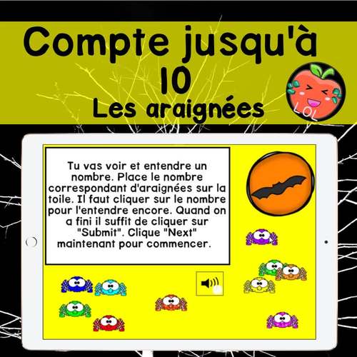 Compte jusqu'à 10 | Les araignées d'Halloween | Cartes Boom avec audio