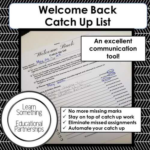 Welcome Back Catch Up List by Learn Something Educational Partnerships