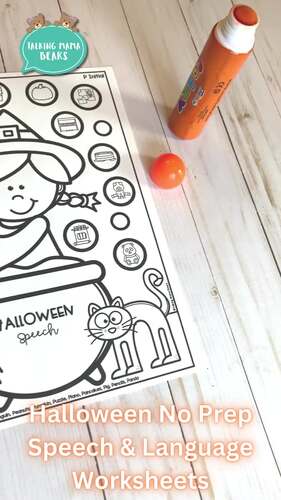 No Prep Halloween Speech Sound & Language Worksheets by Talking Mama Bears