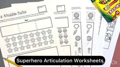 No Prep Superhero Themed Articulation Worksheets & Activities for ...